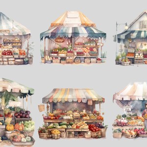 Watercolour Farmers Market Clipart Bundle, Healthy Eating Clipart ...