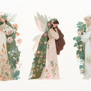 Whimsical Forest Fairies Clipart Bundle, Mythical Fairies Png, Fantasy ...