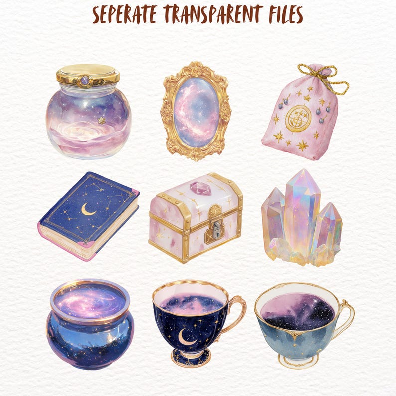 Celestial Witch Clipart Bundle Celestial Wicca Sticker Set Magical ...
