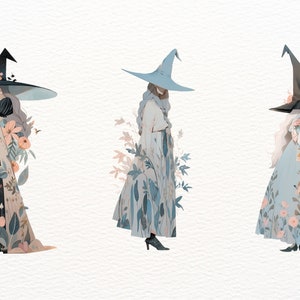 Boho Halloween Witches Clipart Bundle, Chic Clipart, Folk Art, Abstract ...