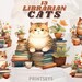 Watercolour Kawaii Cat Librarian Clipart Bundle, Cute Cats Png, Book ...