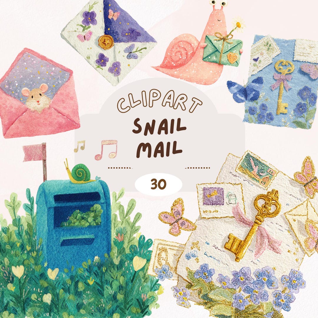 Snail Mail Clipart Bundle Lazy Day Sticker Cottagecore Summer Goodnote ...