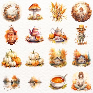 Watercolour Autumn Clipart Bundle, Cozy Autumn Clipart, Fall Clipart ...