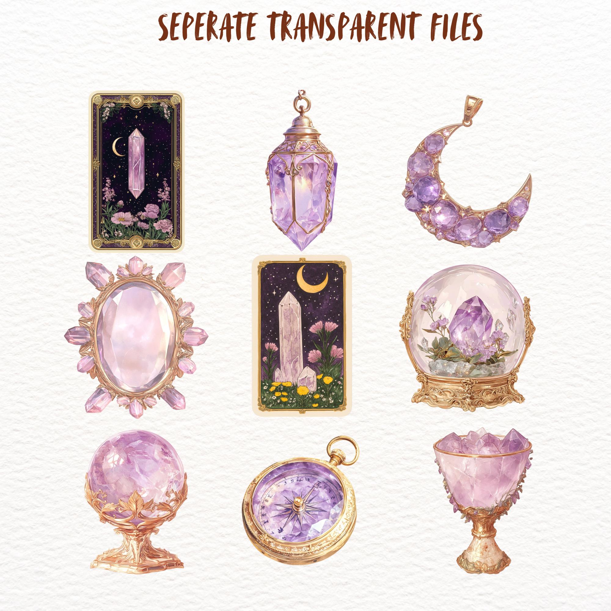 Crystal Witch Clipart Bundle Celestial Wicca Sticker Set Magical ...