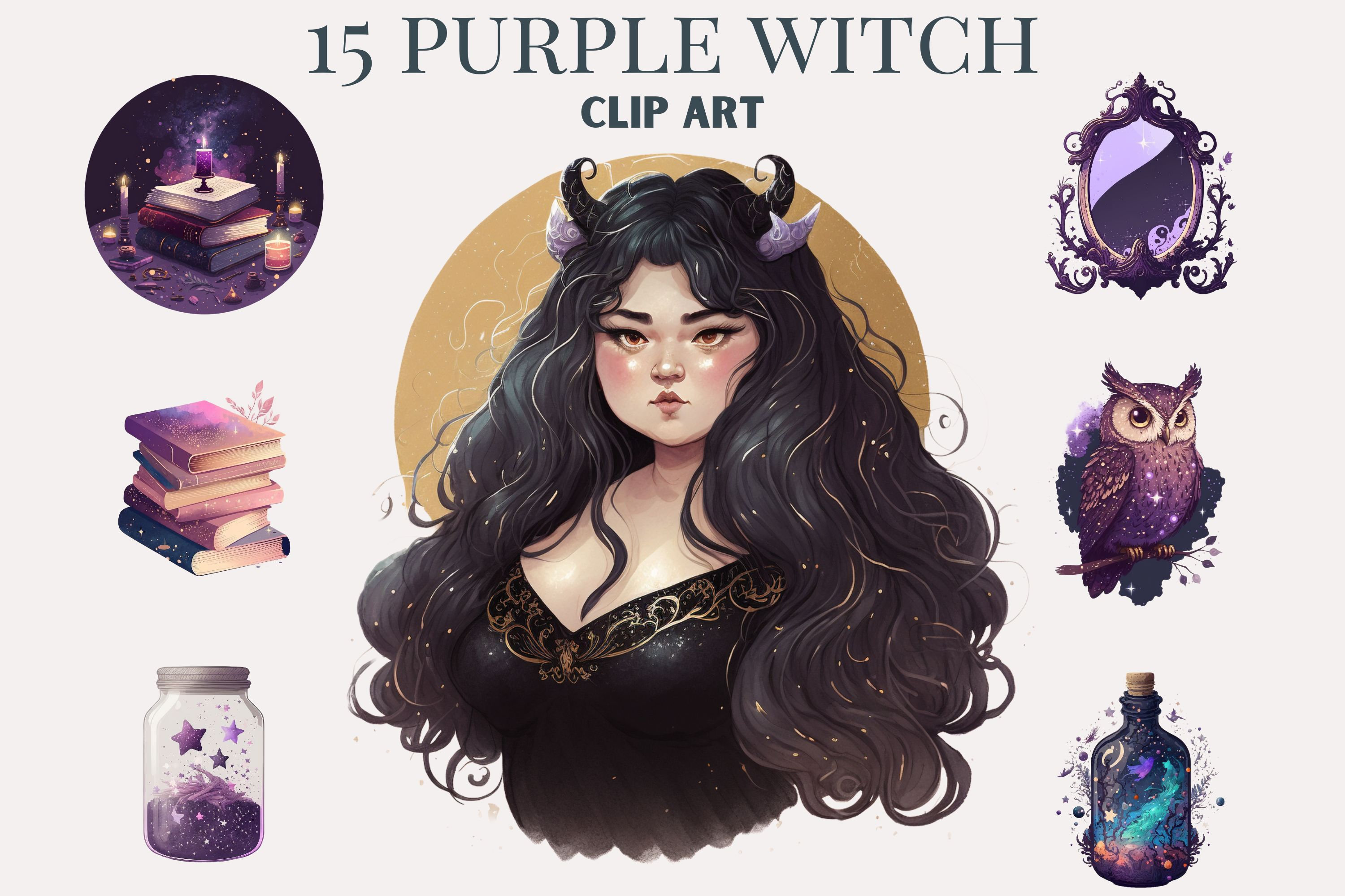 Purple Witch Clipart Bundle Witch Clip Art Png Magic Clip - Etsy