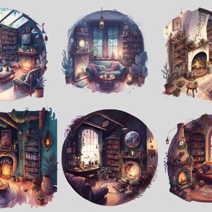 Wizard School Living Room, Common Room, Guest Room Clipart Bundle ...