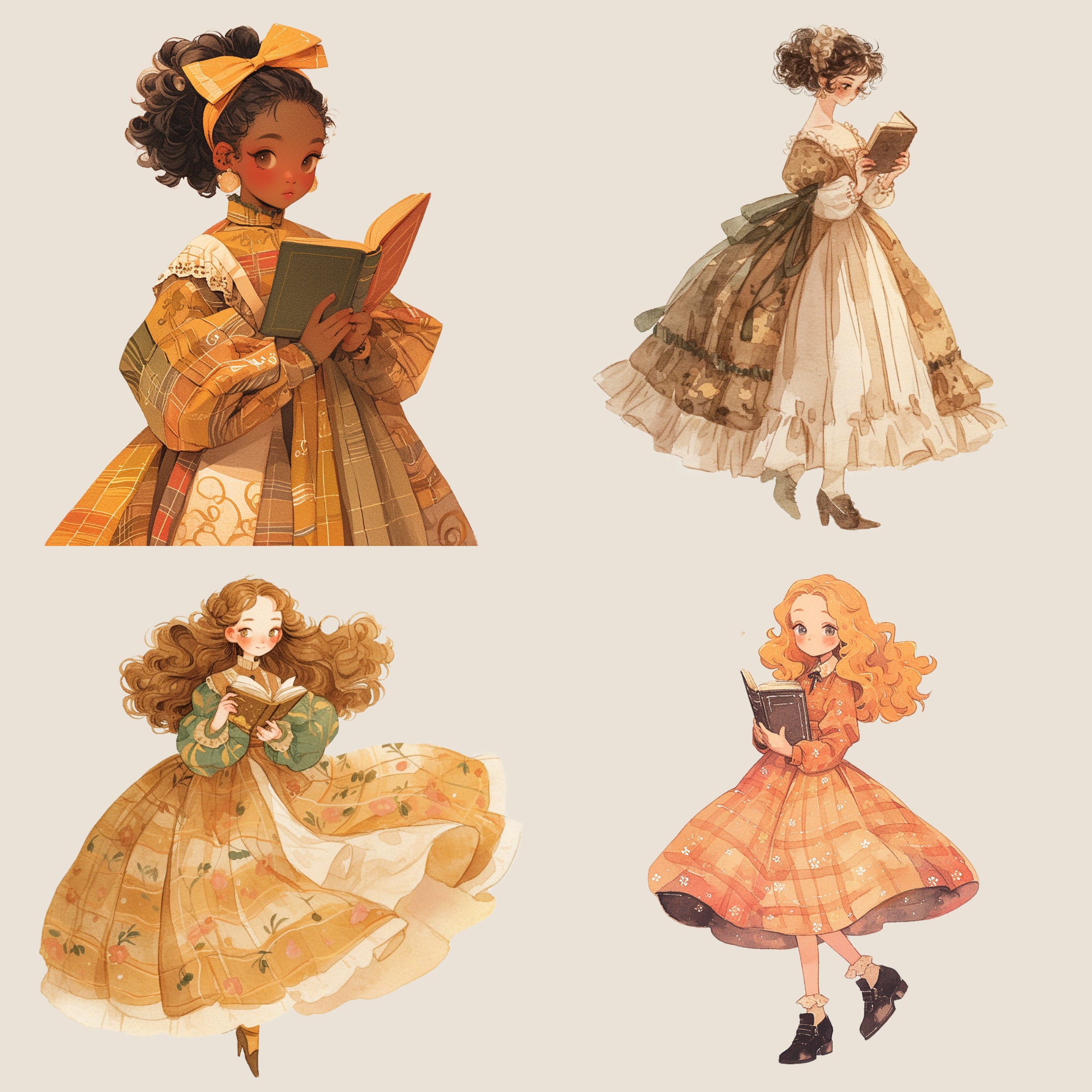 Vintage Reading Digital Stickers, Book Journaling, Romantic Regency ...