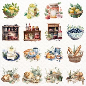 Watercolour Cottagecore Food Clipart Bundle, Cottage Scrapbboking ...