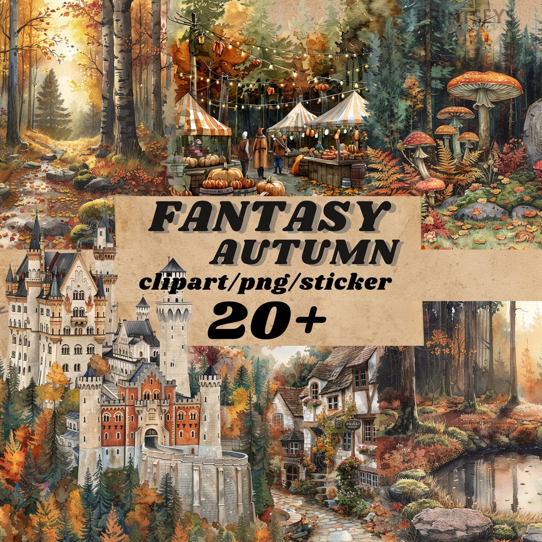 Huge Cozy Autumn Fantasy Clipart Bundle, Autumn Fairytale Castle ...