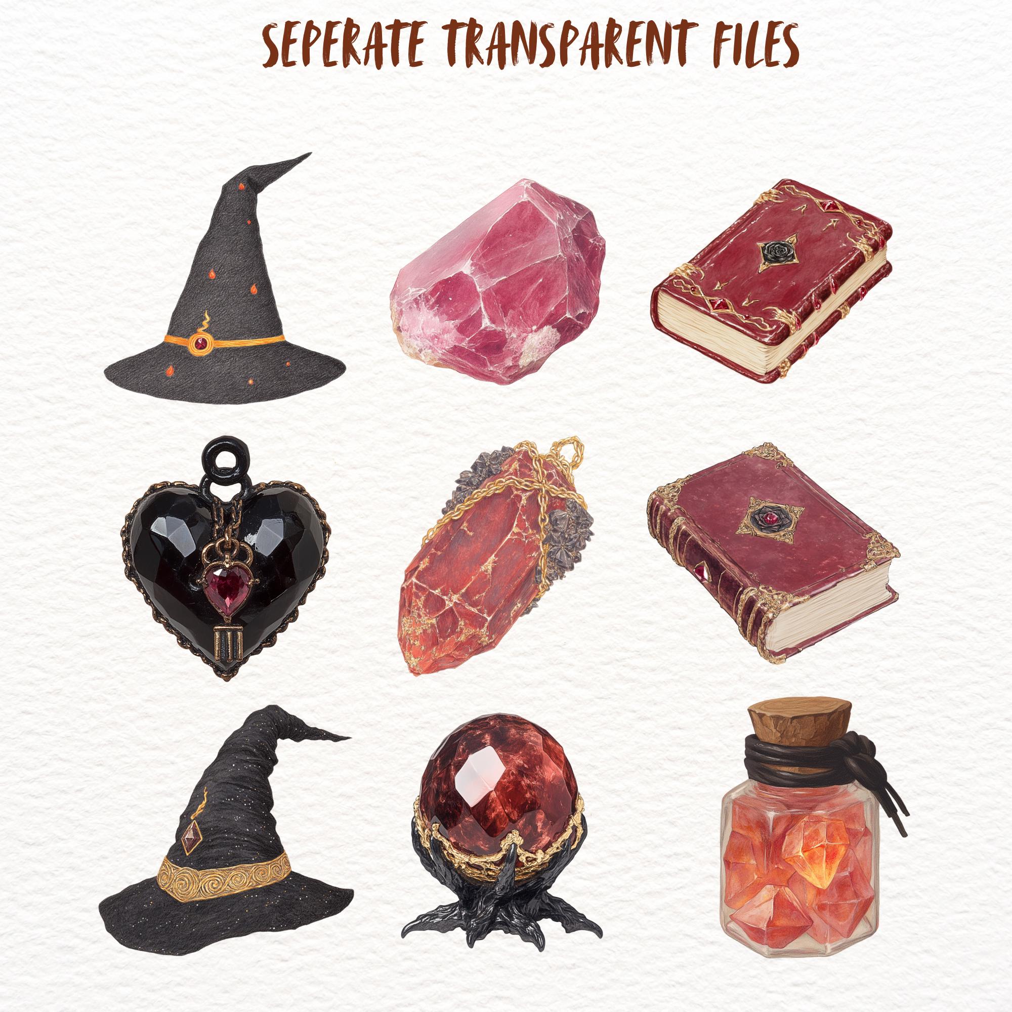 Obsidian Garnet Witch Clipart Bundle Celestial Wicca Sticker Set ...