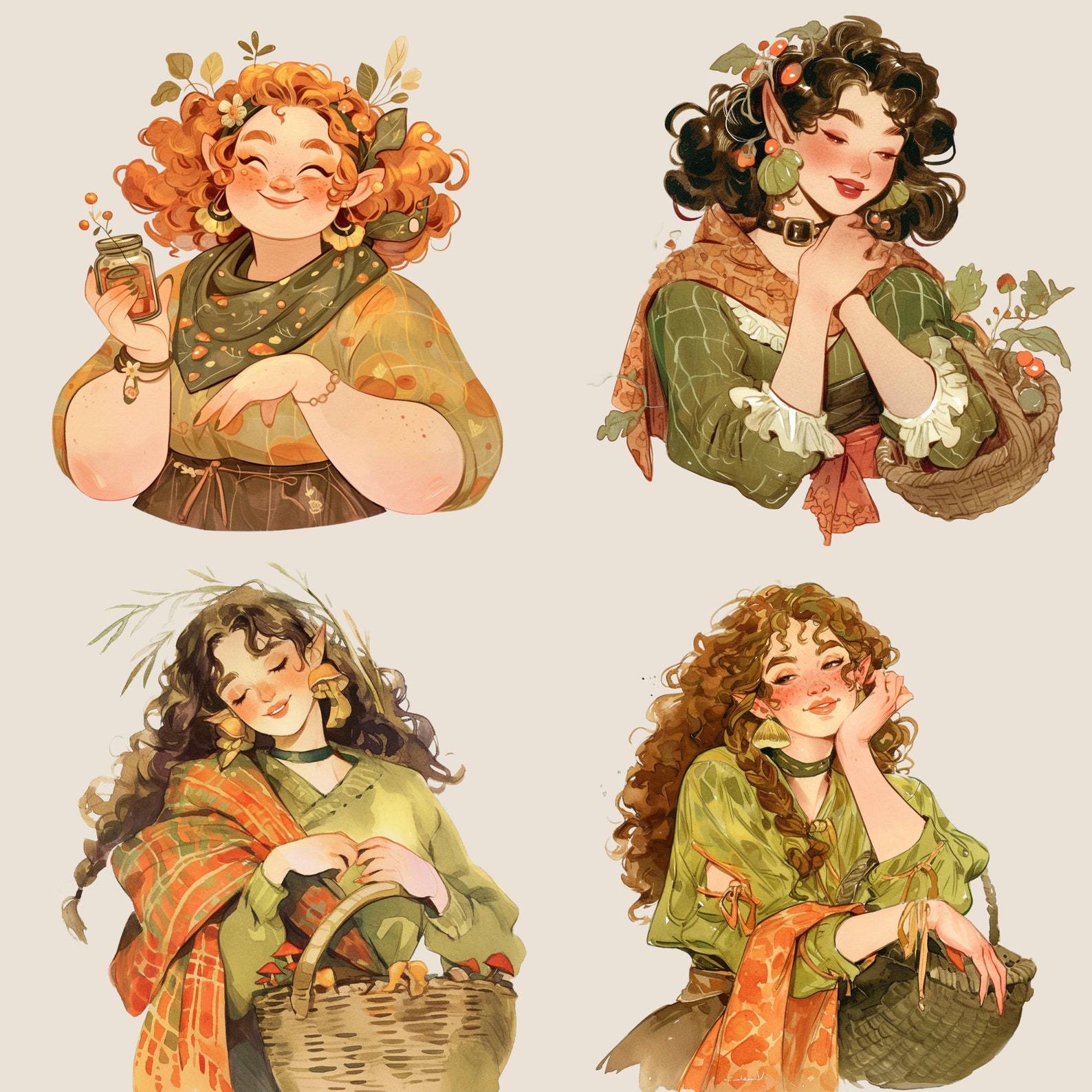 Summer Goblincore Girl Digital Stickers,animal Aesthetic Journaling ...