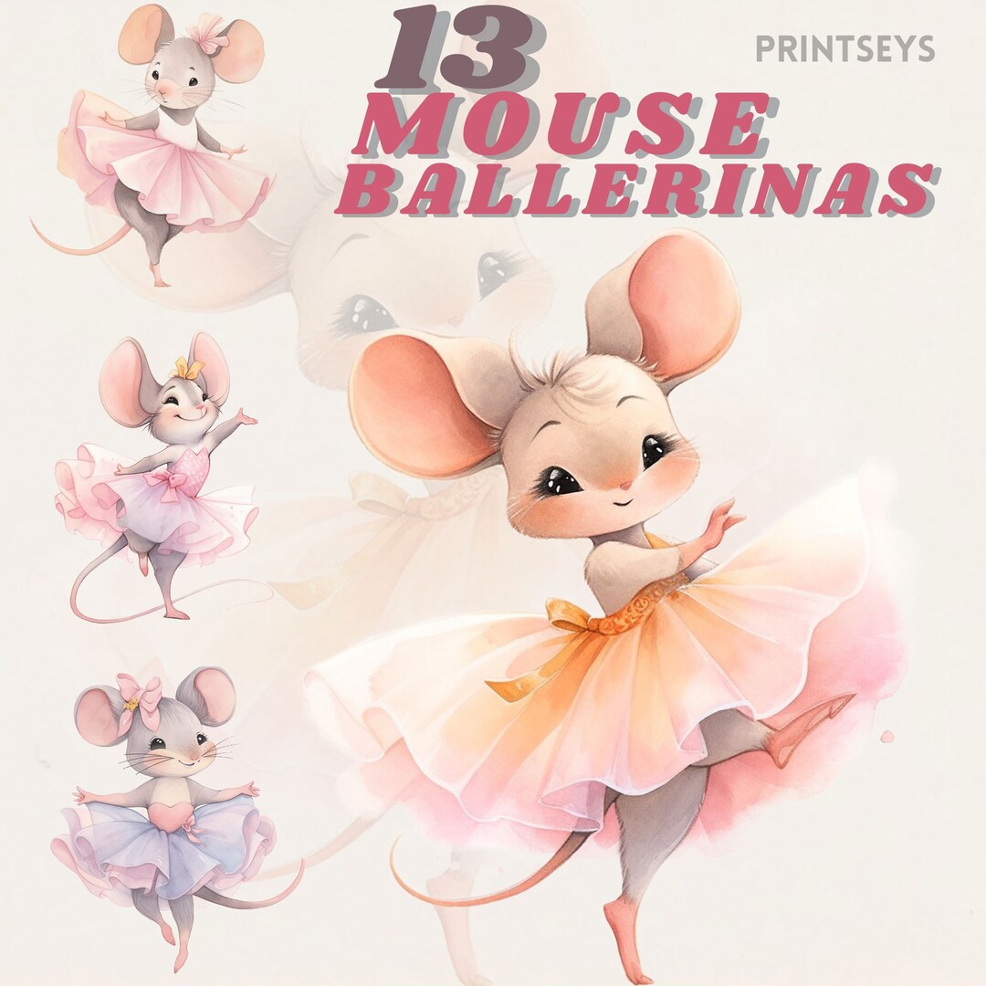 Adorable Mouse Ballerinas Clipart Bundle, Cute Mouse Dancers Png ...