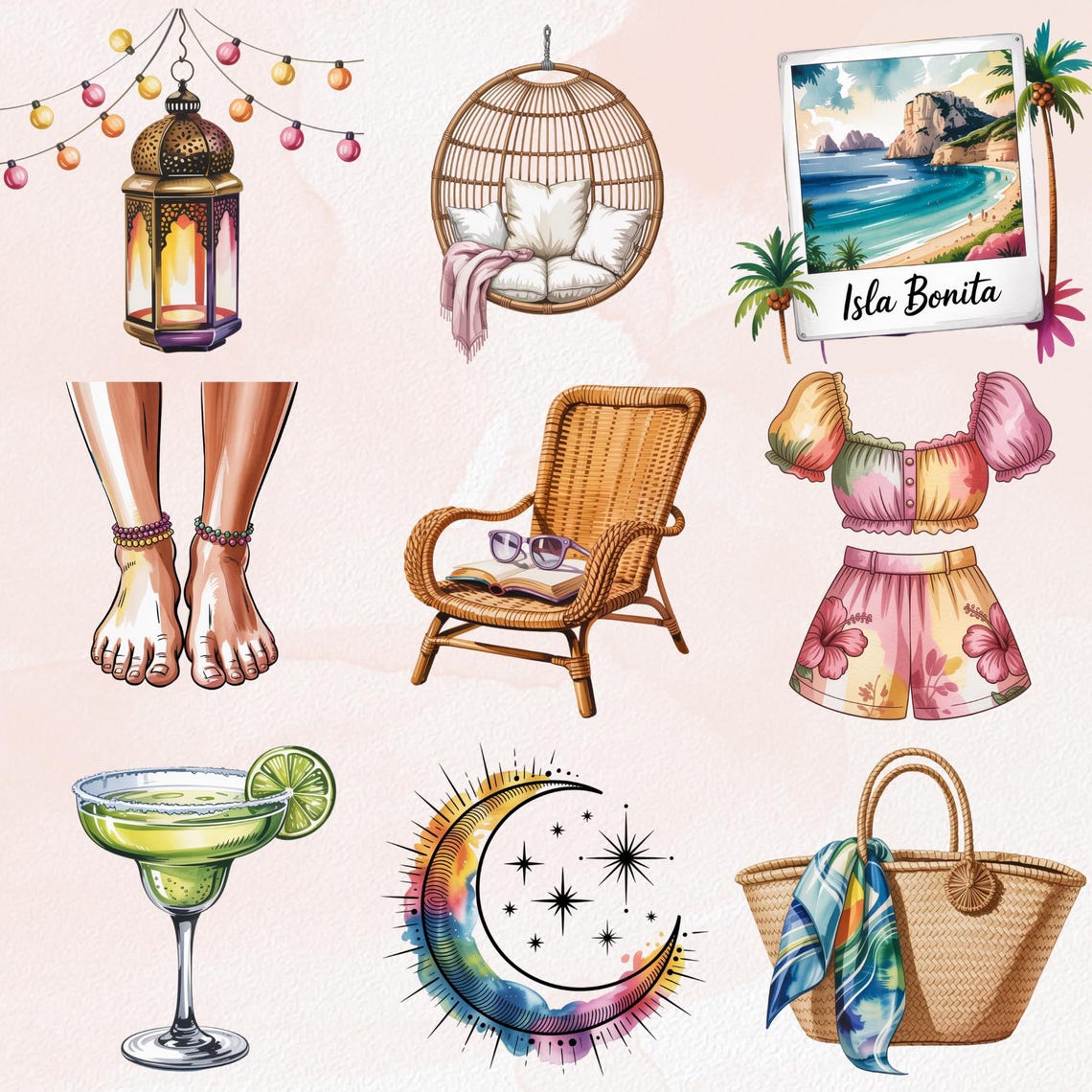 Party Ibiza Summer Clipart Bundle Sticker Set Hot Summer Goodnote ...