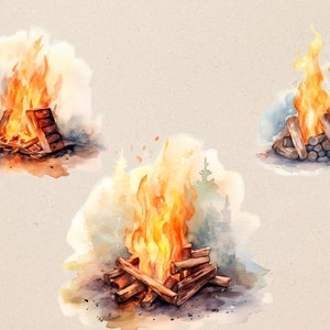 Watercolour Bonfire Clipart Bundle, Midsummer Clipart, Fire Clipart ...