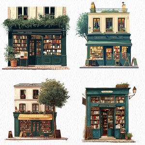 Cute Lil Bookstore Clipart Bundle, Book Shop , Watercolour Shop ...