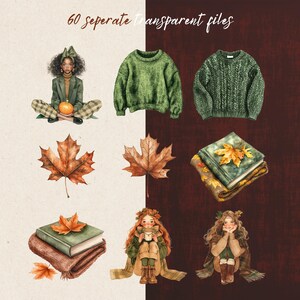 Cozy Forest Autumn Academia Clipart Bundle, Fall Journal Stickers ...