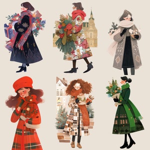 Cozy Christmas Market Shopping Clipart Bundle, Christmas Digital ...