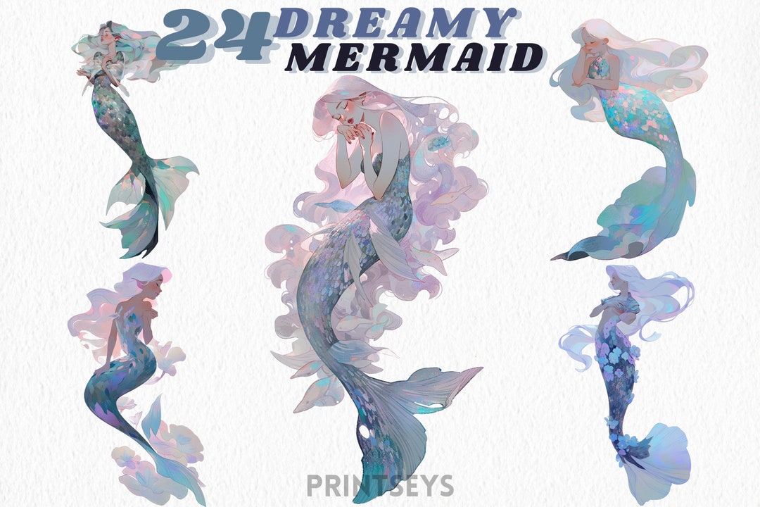 Best Dreamy Mermaid Clipart Bundle, Magical Cute Mermaids, Instant ...