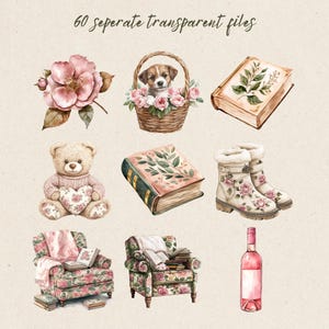 Feminine Wild Rose Autumn Clipart Bundle, Floral Winter Journal ...