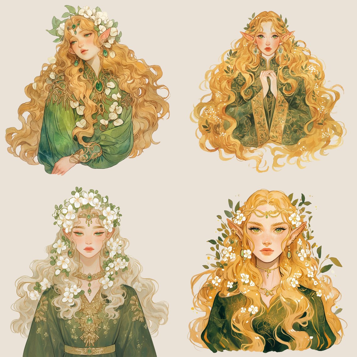 Whimsical Meadow Elf Princess Clipart Bundle, Wiccan Digital Sticker ...