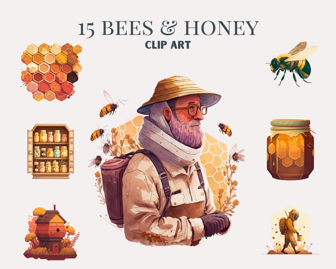 Honey & Bees Clipart Honey Png Honey Jars Beekeeper - Etsy
