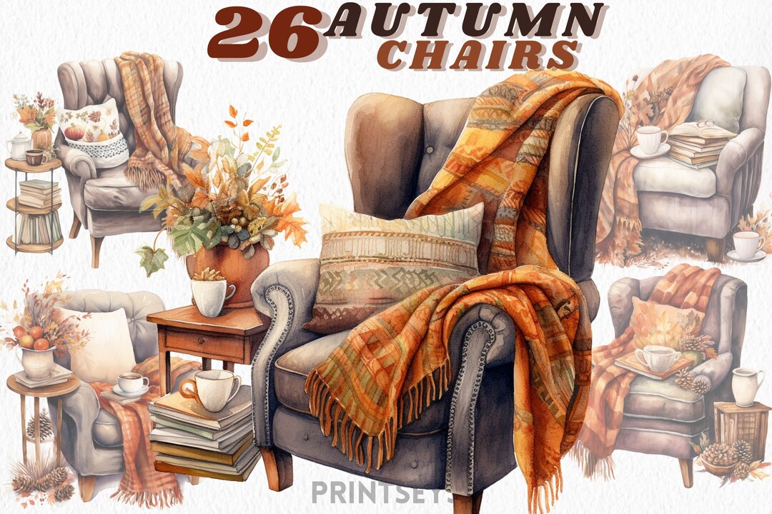 Watercolour Cozy Autumn Clipart Bundle, Fall Clipart, Autumn Decor ...