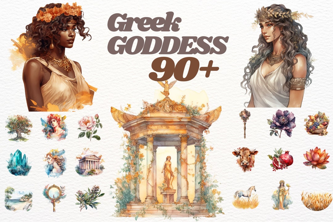 Watercolour Greek Goddess Clipart Bundle, Aphrodite Clipart, Persephone ...