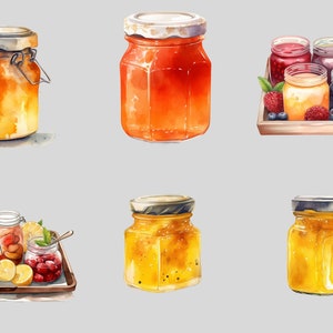 Watercolour Jars of Jam Clipart Bundle, Food Clipart, Cottagecore ...
