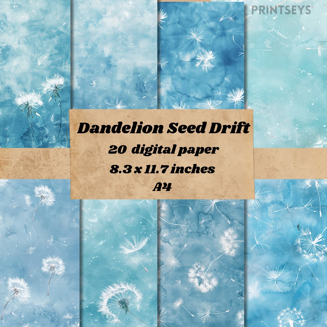Dandelion Seed Digital Paper Background, Nature Background, Scrapbook ...
