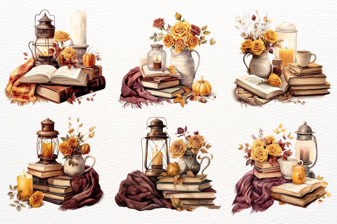 Watercolour Cozy Autumn Clipart Bundle, Fall Clipart, Autumn Decor ...