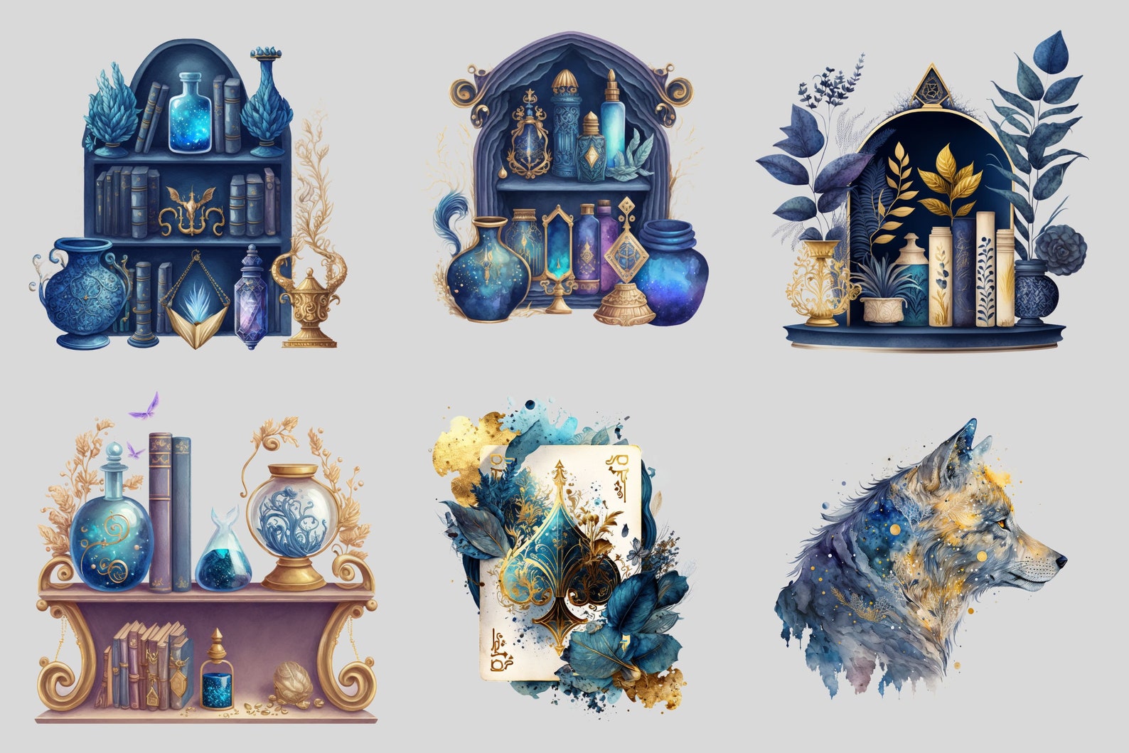 Blue Royal Witch Clipart Bundle, Witch Clip Art Png, Magic Clip Art ...