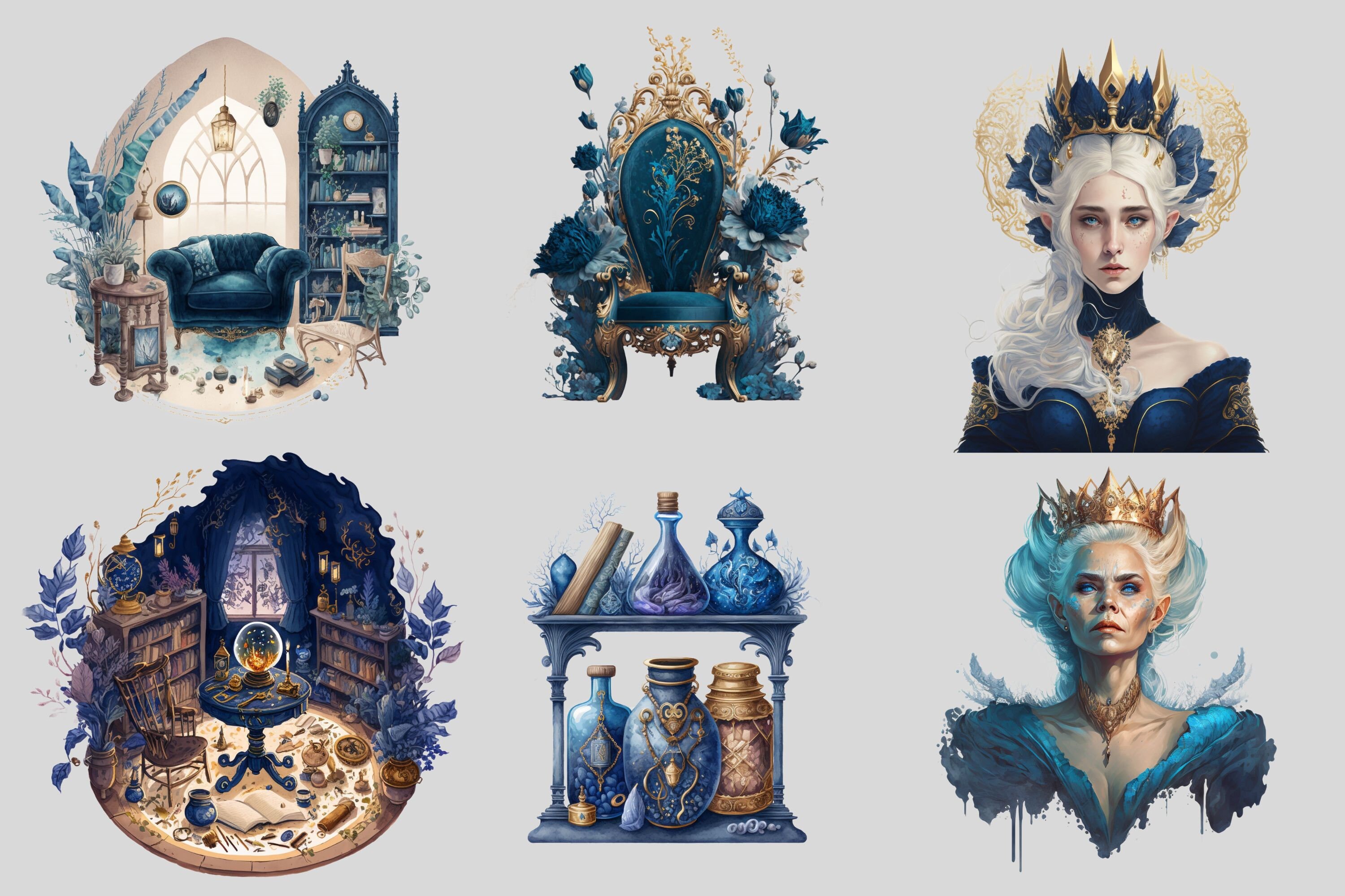 Blue Royal Witch Clipart Bundle Witch Clip Art Png Magic - Etsy