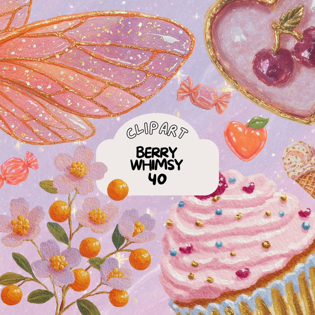 Fantasy Wild Berry Fantasy Clipart Bundle Vintage Sticker Set Goodnote ...