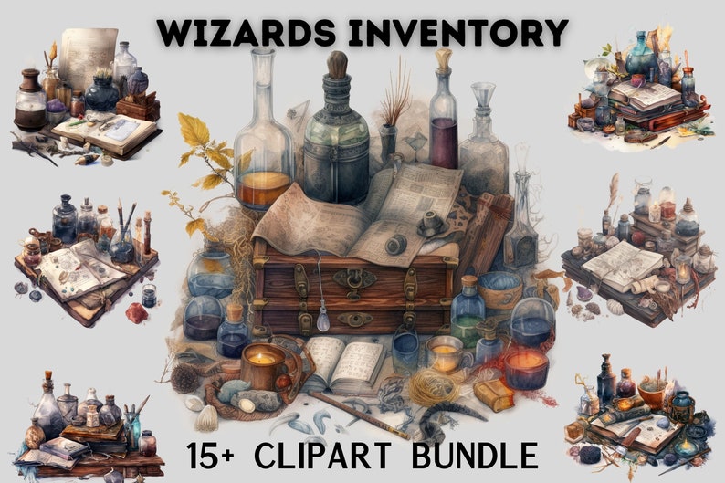 Old Wizards Inventory Clipart BUNDLE Witch Clipart Magic - Etsy