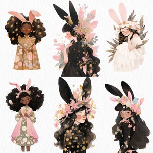 Easter Bunny Girl Digital Stickers, Spring Clipart, Easter Clipart ...