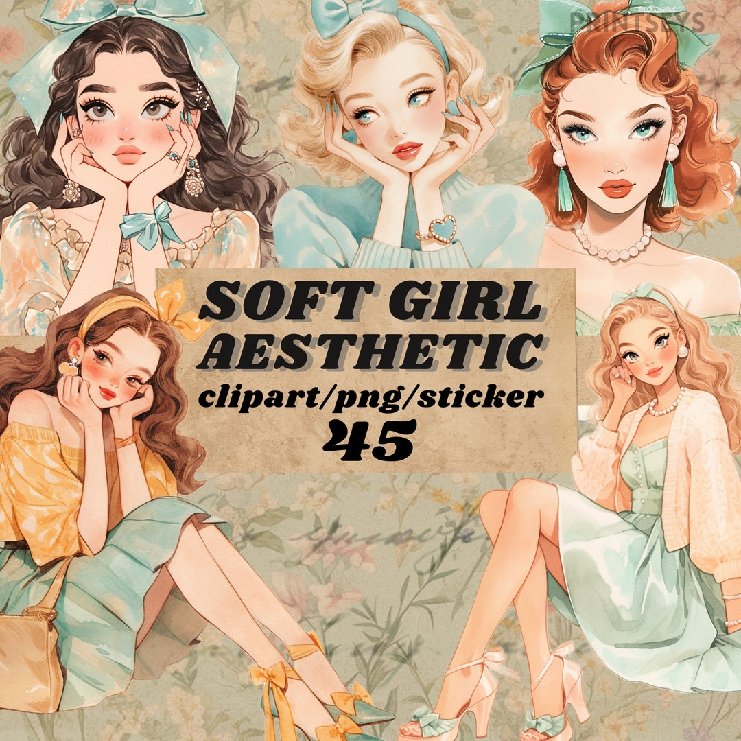 Soft Girl Outfit Digital Stickers, Feminine Summer Journaling, Romantic ...