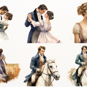 Watercolour Vintage Romance Clipart Bundle, Regency Clipart, Elizabeth ...