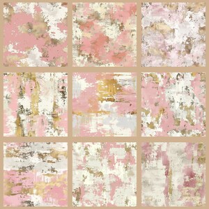Pink Gold Distressed Grunge Digital Paper, Backgrounds With Distressed ...