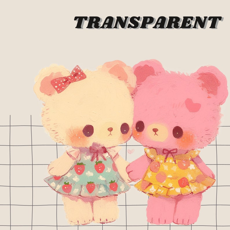 Cute Teddy Bear Summer Friends Digital Sticker, Vintage Summer Clipart ...