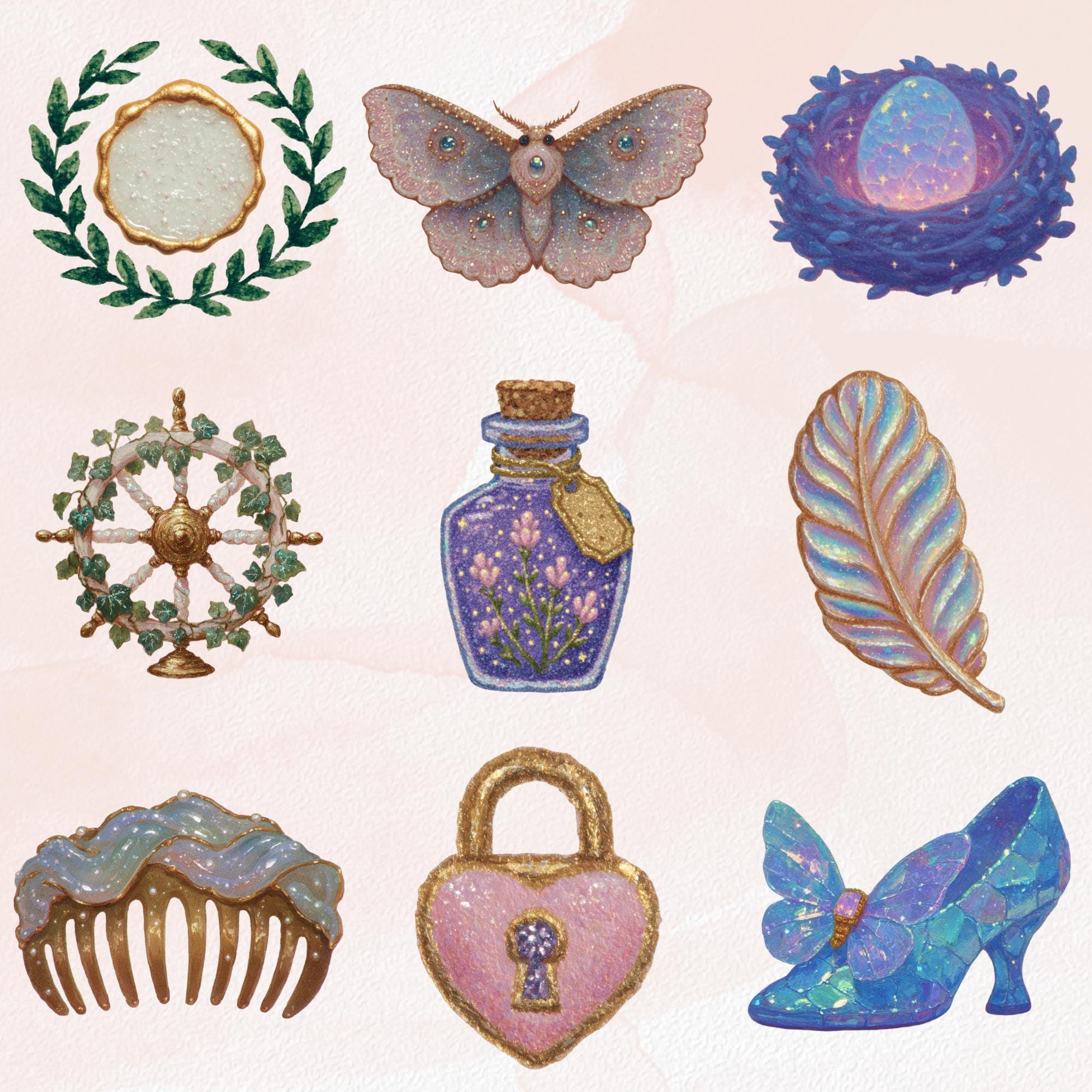 Moonstone Fairytale Fantasy Clipart Bundle Vintage Sticker Set Goodnote ...
