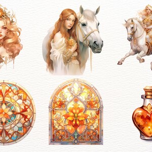 Watercolour Amber Fairytale Clipart Bundle, Victorian, Rococo ...