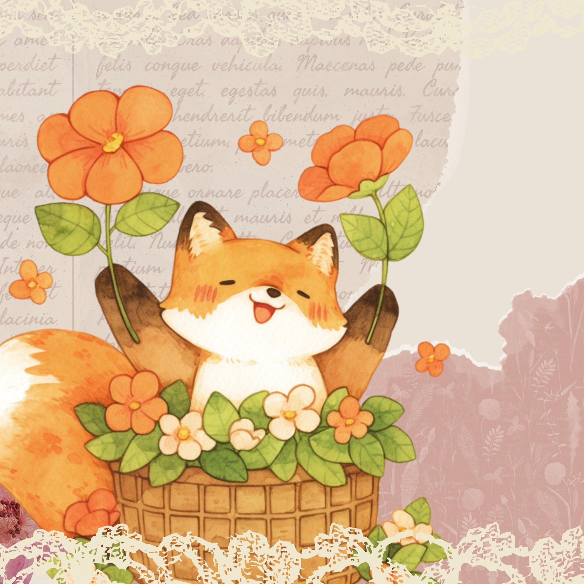 Cute Kawaii Foxes Digital Stickers, Baby Fox Png, Fox Png, Woodland ...