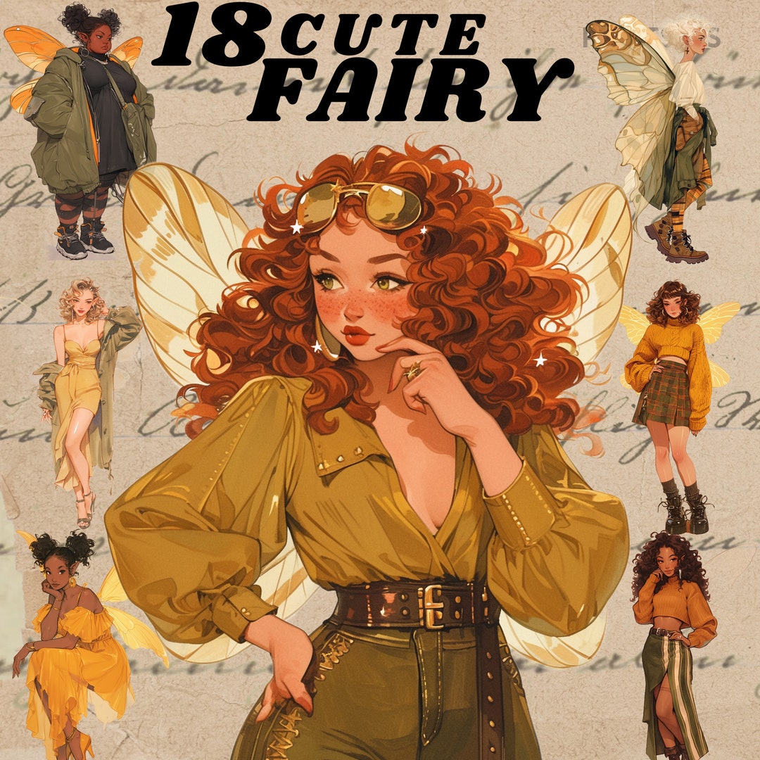 Cute Modern Fairy Sticker Bundle, Mythical Fairies Png, Fantasy and ...