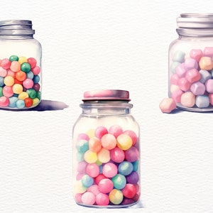 Watercolour Candy Jars Clipart Bundle, Sweets Clipart, Snacks Clipart ...