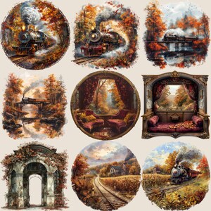 Watercolour Autumn Trainride Clipart Bundle, Cozy Autumn Reading Corner ...