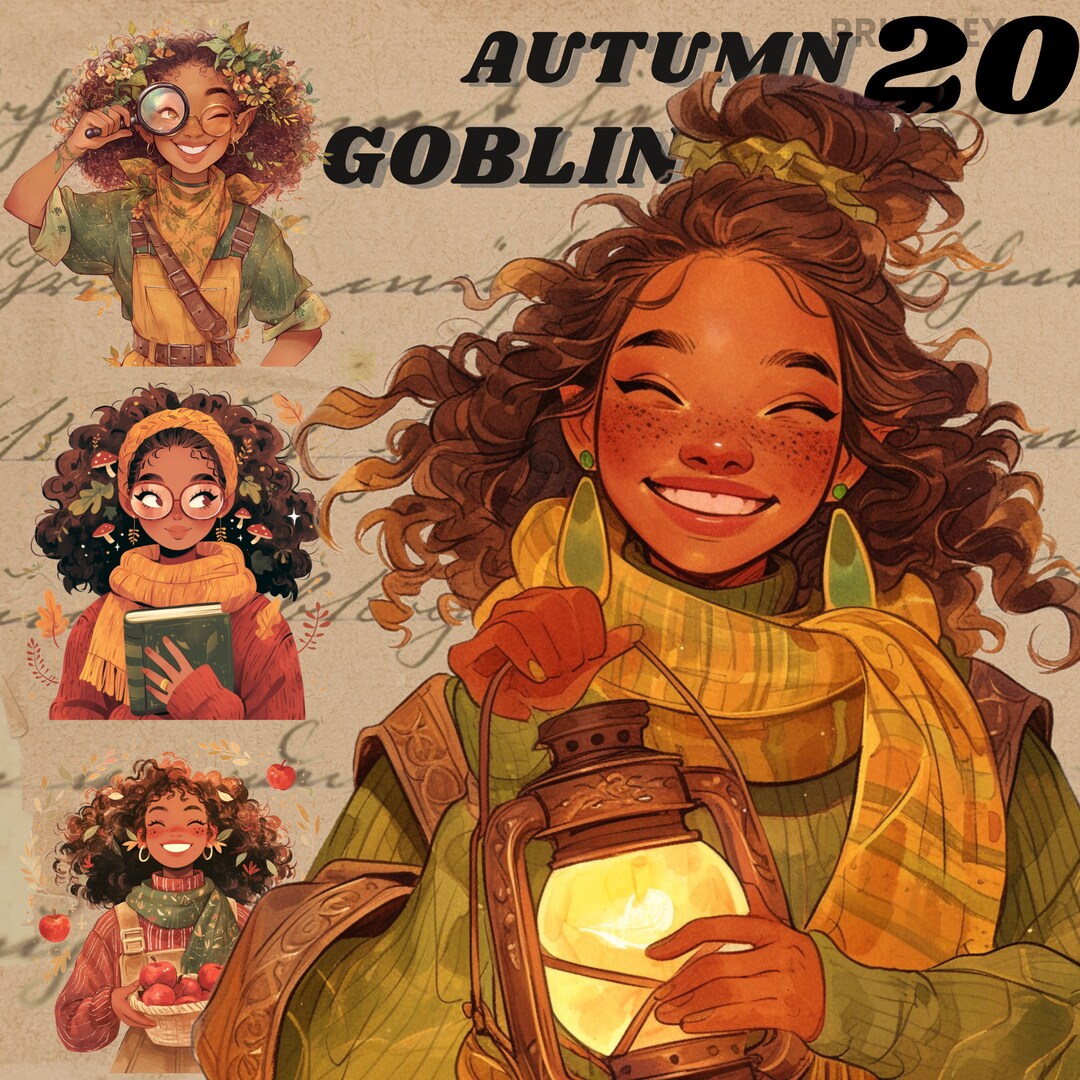 Autumn Goblincore Girl Digital Stickers, Fall Aesthetic Journaling ...