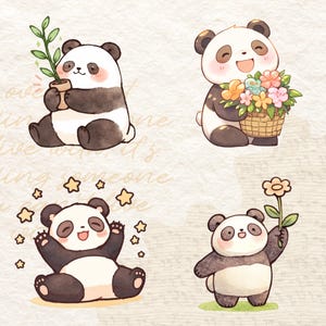 Cute Kawaii Panda Digital Stickers, Baby Panda Png, Panda Png, Wild ...