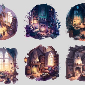 Wizard School Living Room, Common Room, Guest Room Clipart Bundle ...