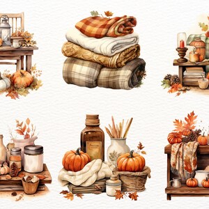 Watercolour Cozy Autumn Clipart Bundle, Fall Clipart, Autumn Decor ...