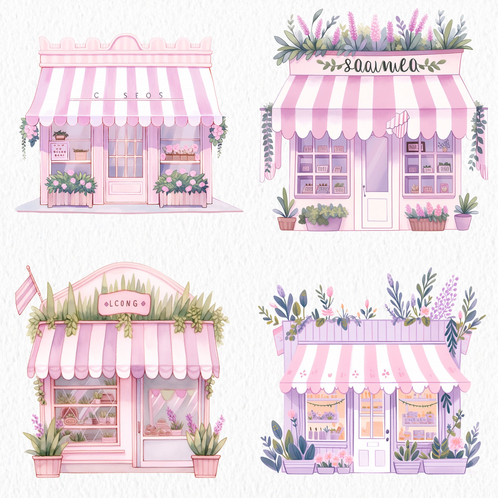 Cute Pink Flower Shop Digital Sticker, Vintage Shop, Vintage ...